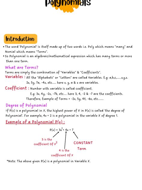 Basic Concepts Of Polynomial Pdf Variable Mathematics Polynomial