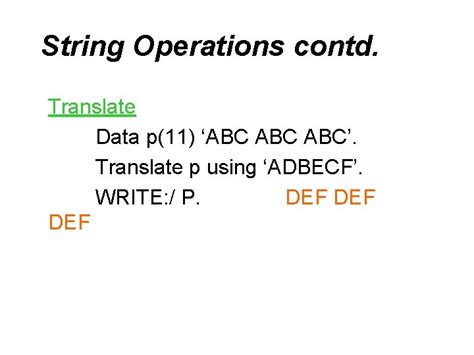 String Operations String Operations Concatenate Split Shift Replace