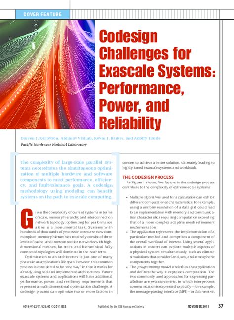 Pdf Codesign Challenges For Exascale Systems Performance Power And Reliability