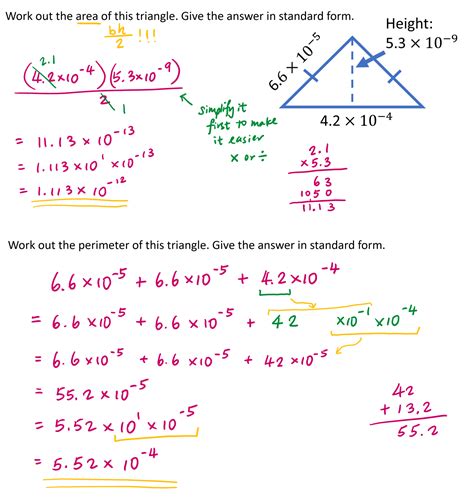 Standard Form Calculation Triangle Area And Perimeter Wio Work It Out