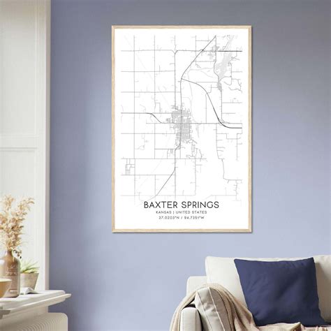 Baxter Springs Kansas Map Poster Modern Home Decor Wall Art Print