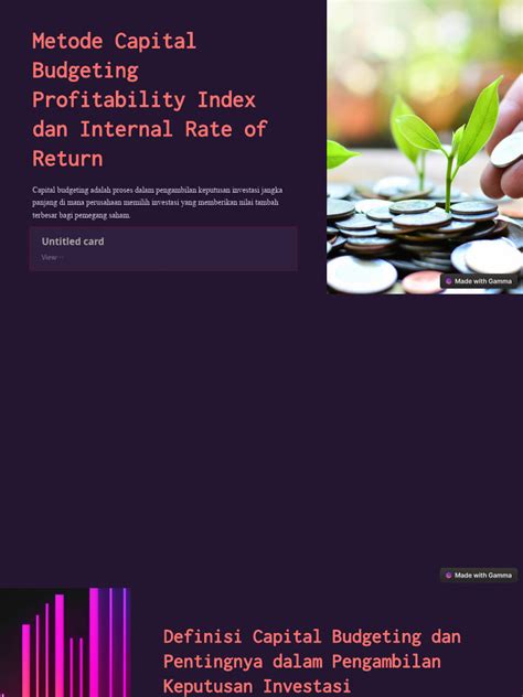Metode Capital Budgeting Profitability Index Dan Internal Rate Of Return Pdf