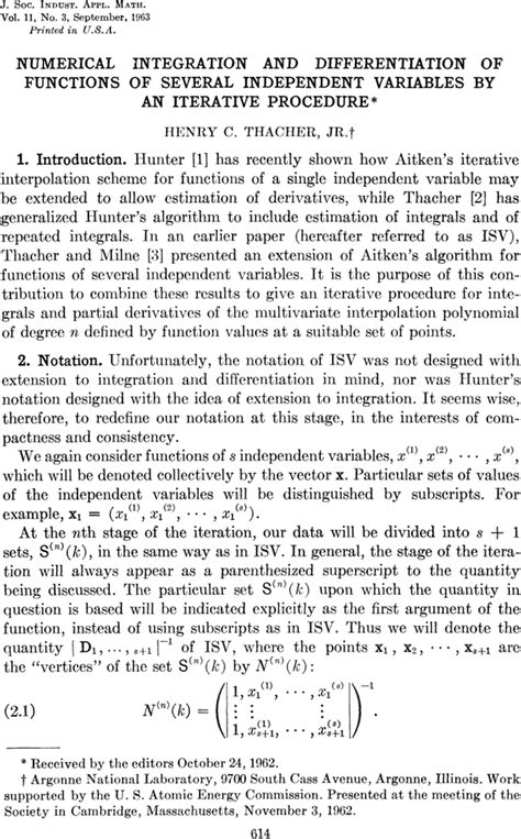 Numerical Integration And Differentiation Of Functions Of Several Independent Variables By An