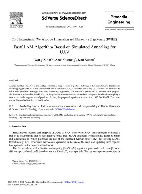 Pdf Fastslam Algorithm Based On Simulated Annealing For Uav
