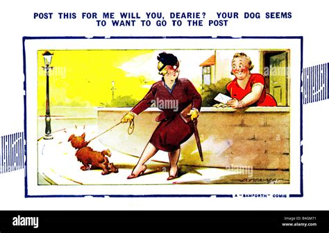 Old Vintage Bamforth And Co British Artwork By Douglas Tempest Comic Picture Postcard Posted 23