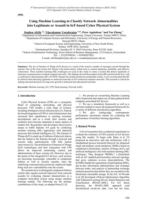 Pdf Using Machine Learning To Classify Network Abnormalities Into Legitimate Or Assault In Iot