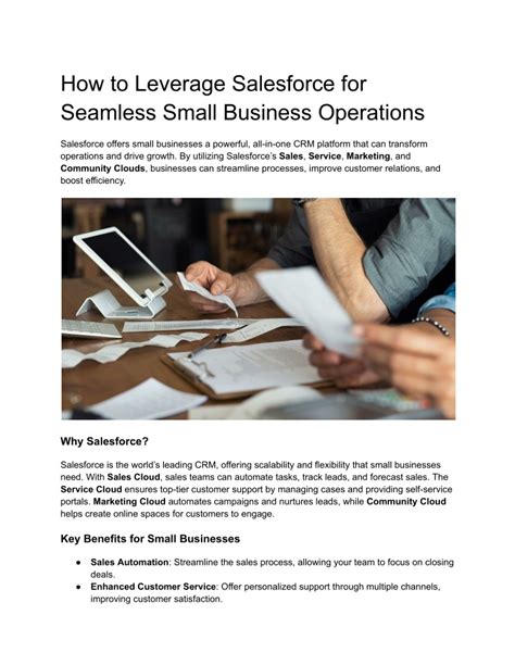 Ppt How To Leverage Salesforce For Seamless Small Business Operations Powerpoint Presentation