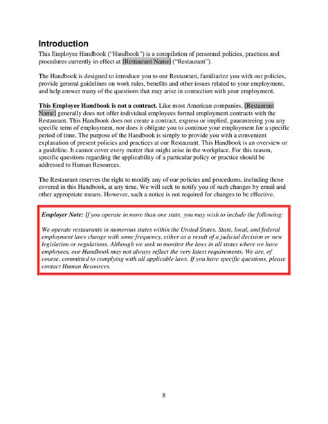 Restaurant Employee Handbook Template In Word And Pdf Formats Page 8
