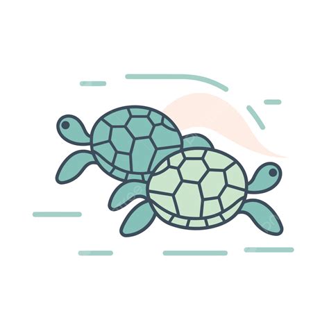 거북이와 바다 라인 아이콘 벡터 흰색 바탕에 바다거북을 묘사한 직계 아이콘 Flaticon 및 드리블에 의한 벡터 일러스트