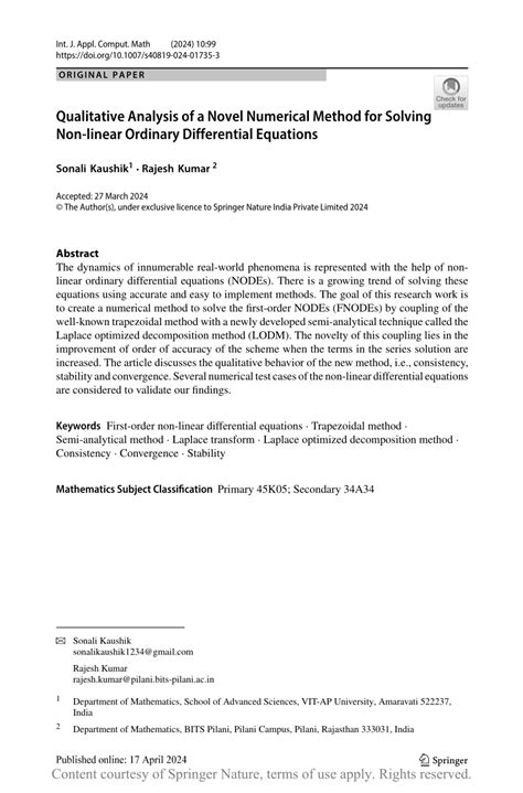 qualitative analysis of a novel numerical method for solving non linear