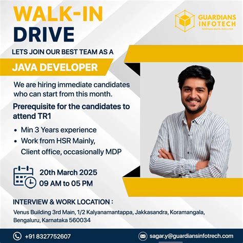 Walkindrive Javadeveloper Hiringnow Bangalorejobs Immediatejoiners Guardians Infotech