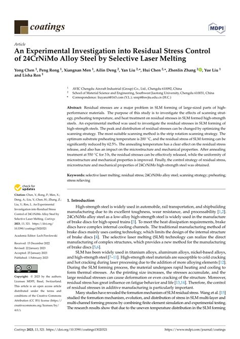 Pdf An Experimental Investigation Into Residual Stress Control Of 24crnimo Alloy Steel By