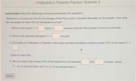Solved Chebyshev S Theorem Practice Scenario 1 Instruction Chegg Com