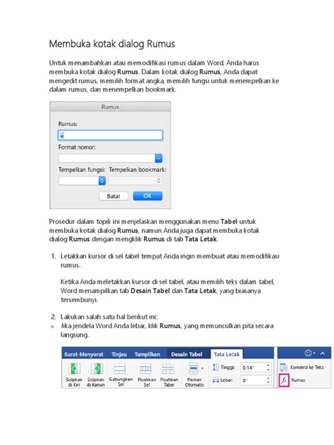 Membuka Kotak Dialog Rumus Ms Word Kelas 7 Pdf