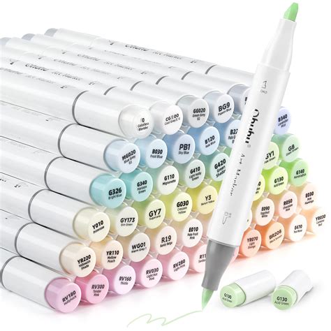 Buy Ohuhu Colouring Pens 48 Pastel Colours Permanent Marker Pens Dual Tip Brush And Chisel Sketch