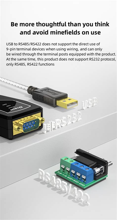 High Resolution Micro USB To RS422 RS485 Photoelectric Isolation Converter 1M DC5V ABS 24AWG