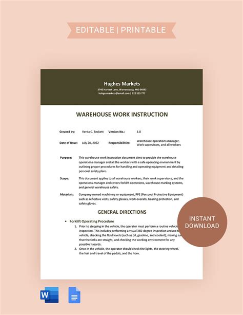Free Work Instruction Templates And Examples Edit Online And Download