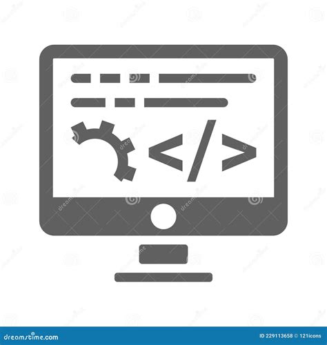 Software Coding Development Icon Gray Vector Graphics Stock Vector Illustration Of Site