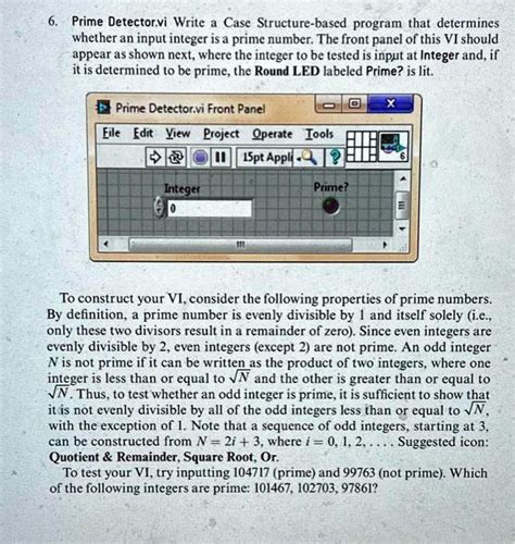 Prime Detectorvi Write A Case Structure Based Program That Determines