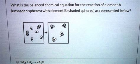 Solved What Is The Balanced Chemical Equation For The Reaction Of Element A Unshaded Spheres