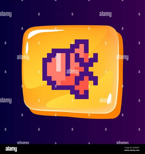 Turn Off Signals Glossy Ui Button With Pixelated Color Icon Stock