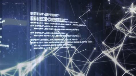 Digital Code And Network Connections Animation Over Dark Blue Background Stock Footage Video