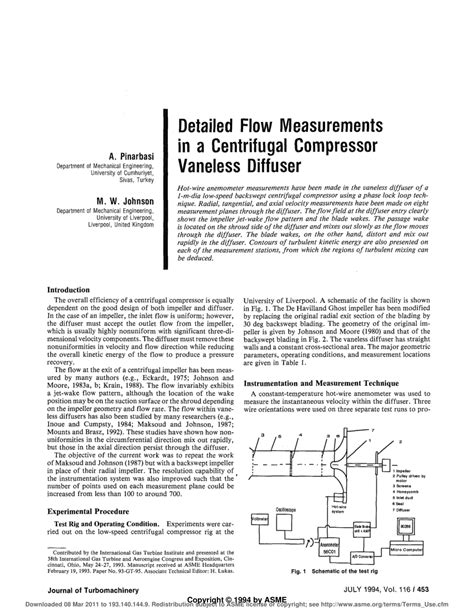 Pdf Detailed Flow Measurements In A Centrifugal Compressor Vaneless