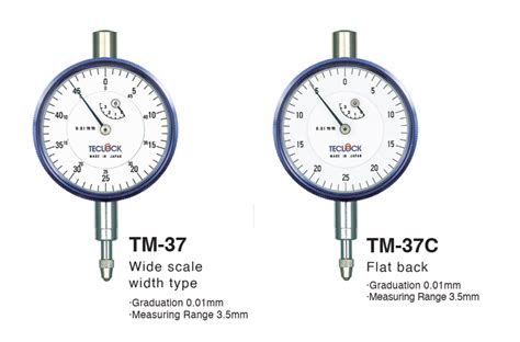 Teclock Dial Indicator 3 5 0 01mm Tm 37 Series Wide Scale Width Type Msp Metrology