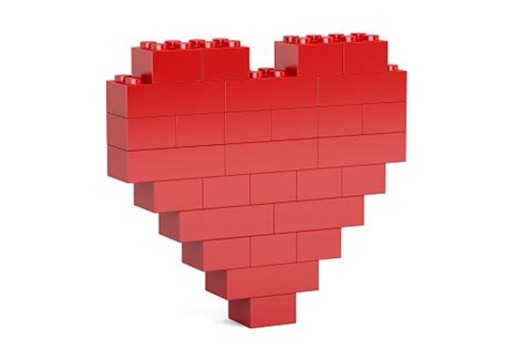 3d 렌더링에 고립 된 흰색 배경에 화려한 장난감 벽돌에서 만든 심장 3차원 형태에 대한 스톡 사진 및 기타 이미지 3차원 형태 건축하기 로맨스 Istock