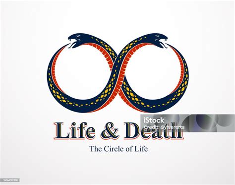 무한의 상징 삶과 죽음의 끝없는 주기 고대 우로 보로스 기호 벡터 일러스트 뱀은 자신의 이야기 로고 엠블럼 또는 문신을 먹는 무한의 상징의 모양으로 문장에 대한 스톡 벡터