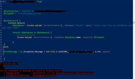 try catch in powershell getting error microsoft qanda
