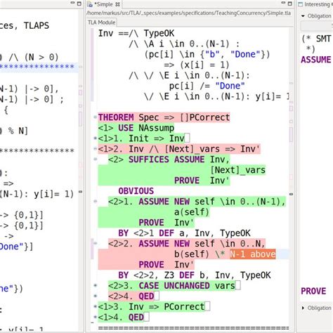 A Split Spec Editor Showing A Pluscal Algorithm And Related Safety