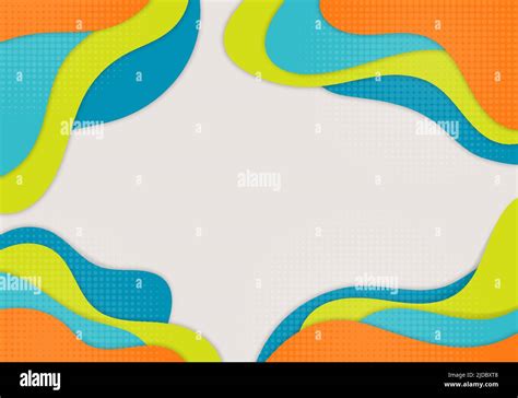Abstract Colorful Template Design Of Doodles Decorative With Halftone Style Overlapping Cover