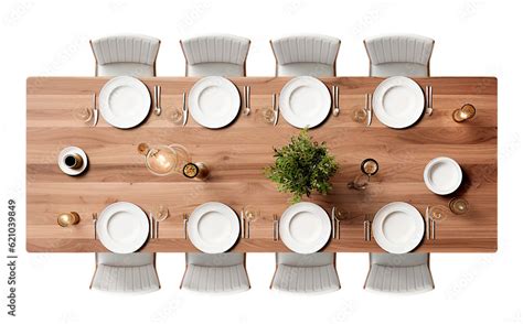 Served Dining Table Template Plan Top View Interior Design Mockup