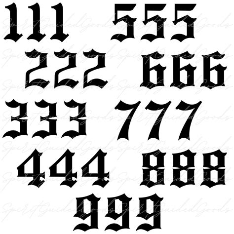 Angel Number Svg Digital Download Etsy Number Tattoo Fonts Old