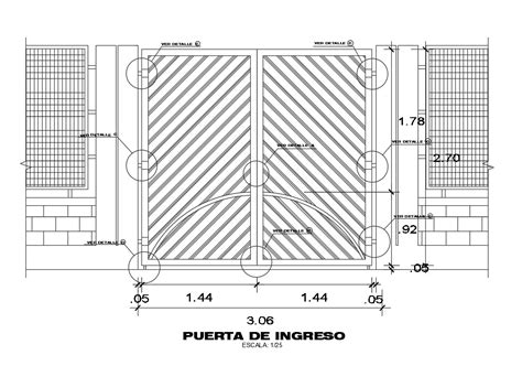 Main Gate Section Cad Drawing Details Dwg File Cadbull