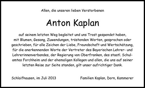 Traueranzeigen Von Anton Kaplan Trauernnde