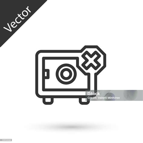 흰색 배경에 격리 된 회색 줄 안전 아이콘 도어는 조합 잠금 장치가있는 은행 금고를 안전하게 보호합니다 신뢰할 수 있는 데이터 보호 벡터 강철에 대한 스톡 벡터 아트 및