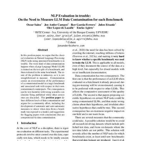 Nlp Evaluation In Trouble On The Need To Measure Llm Data Contamination For Each Benchmark