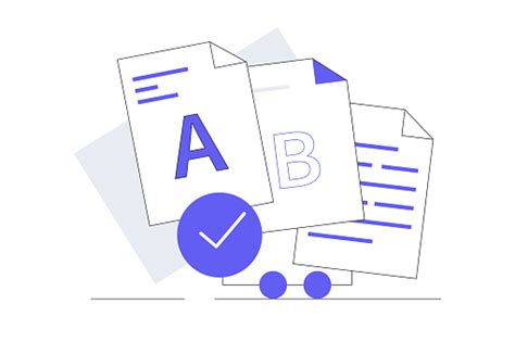 프로젝트 문서화 데이터 최적화 Ab 테스트 개발 테스트 플랫 만화 벡터 일러스트 레이 션 아이콘 스타일리시한 추상 디자인 랜딩 페이지 과학 실험에 대한 스톡 벡터 아트 및