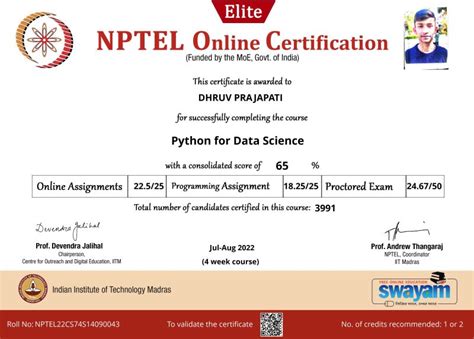 Completed Python For Data Science Course By Nptel Dhruv Prajapati