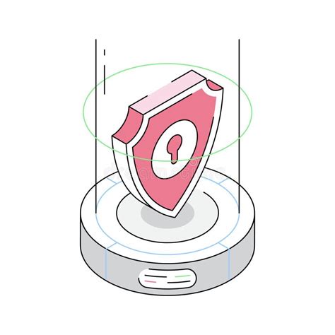 Well Crafted Isometric Outline Icon Of Cybersecurity Shield Stock Illustration Illustration Of