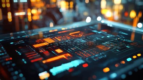 Futuristic Control Panel Showing Complex Data In Innovative