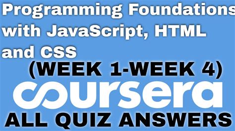 Programming Foundations With Javascript Html And Css Coursera Quiz Answers Programming