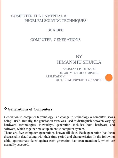 Generations Pdf Integrated Circuit Central Processing Unit