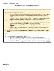 Copy Of B Unit 1 Sample Work 1 Pdf Geometry B Unit 1 Sample Work Unit 1 Sample Work