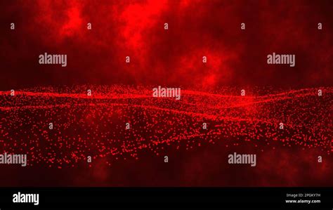 Abstract Waving Line Particle Technology Background Glowing Abstract Digital Wave Red Smoke