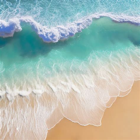 Ocean Waves On The Beach As A Background Aerial Top Down View Sand