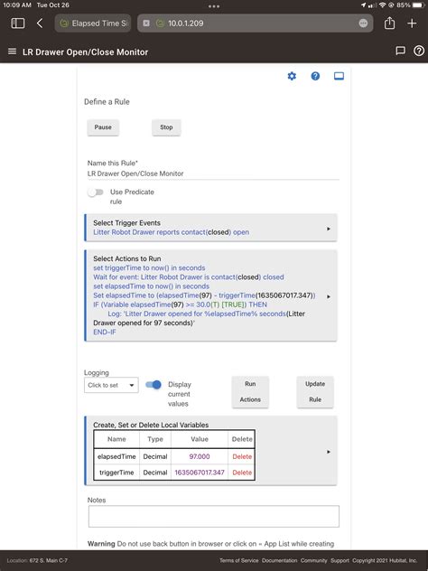 Elapsed Time Since Event 📐 Rule Machine® Hubitat