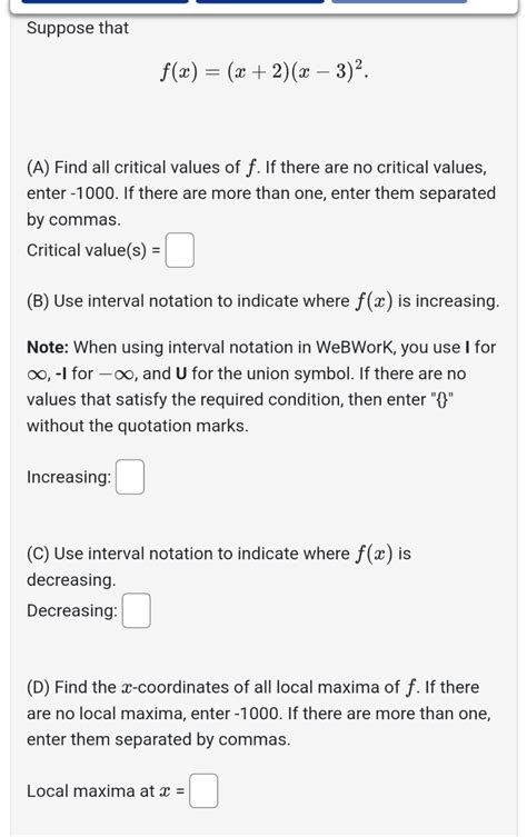 Solved Suppose That F X X 2 X−3 2 A Find All Critical